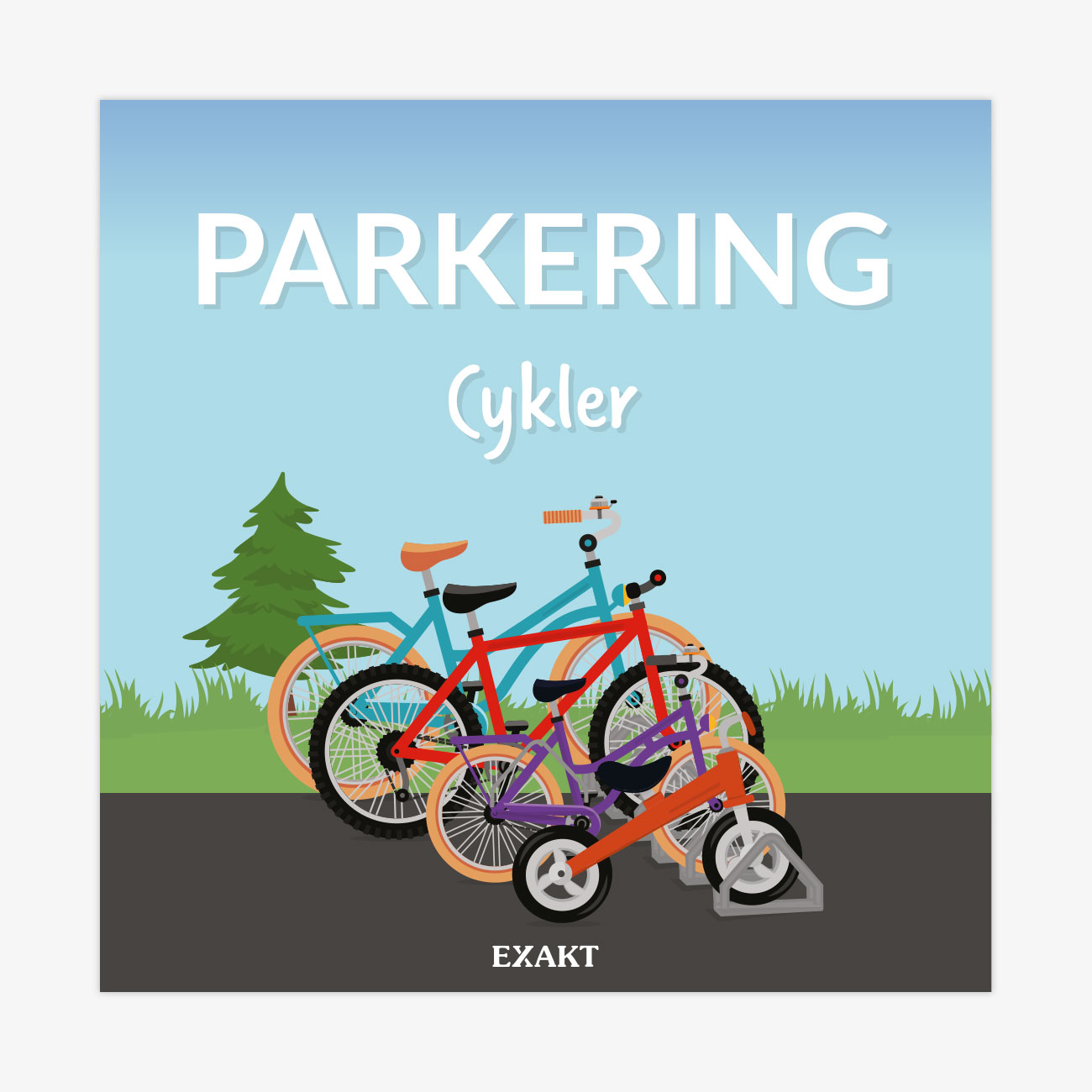 Hegnsskilt med cykelparkering | EXAKT